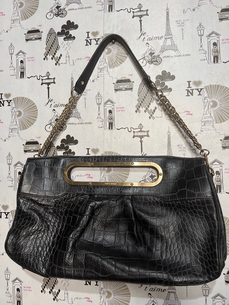 Vincis Bench Black and Gold Shoulder Bag, Women's Fashion, Bags ...