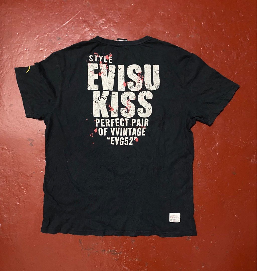 Vintage Evisu Kiss, Men's Fashion, Tops & Sets, Tshirts & Polo Shirts on Carousell