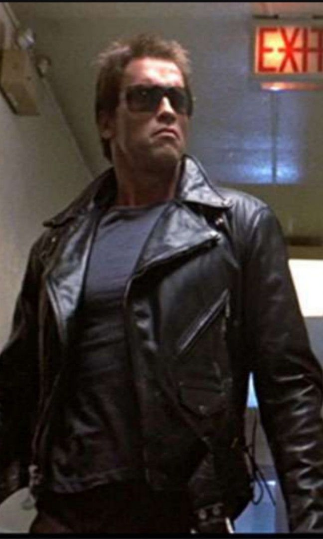 Terminator 2 Arnold Schwarzenegger Vintage Leather Jacket, Men's ...