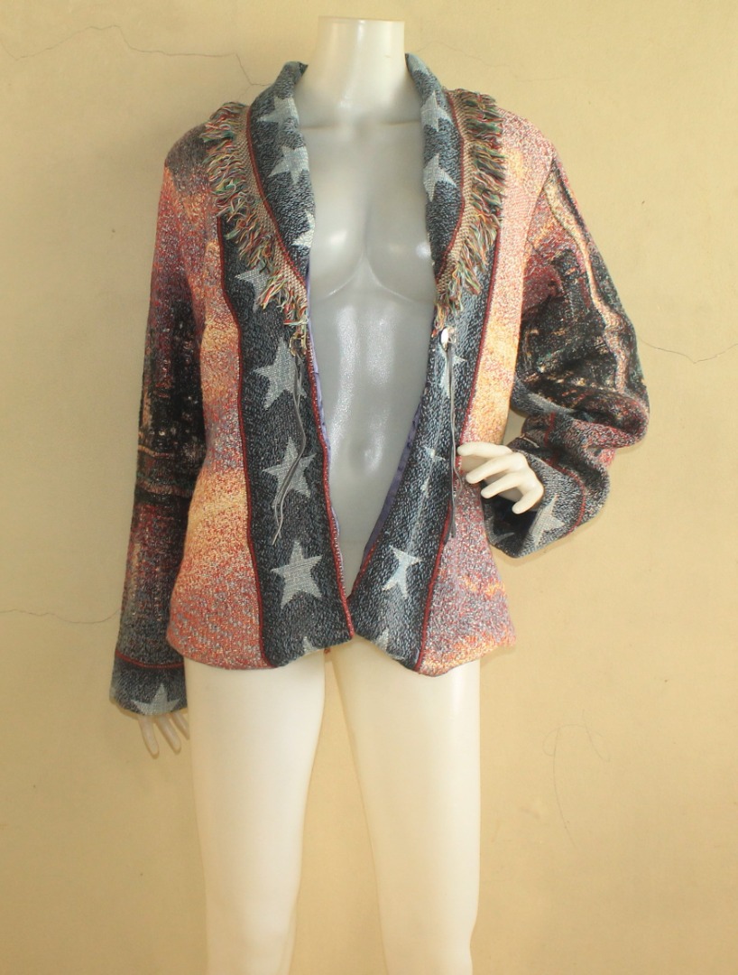 Vintage THOMAS KINKADE Weave Stitched Native American Style Coat Jacket, Women's Fashion, Coats ...