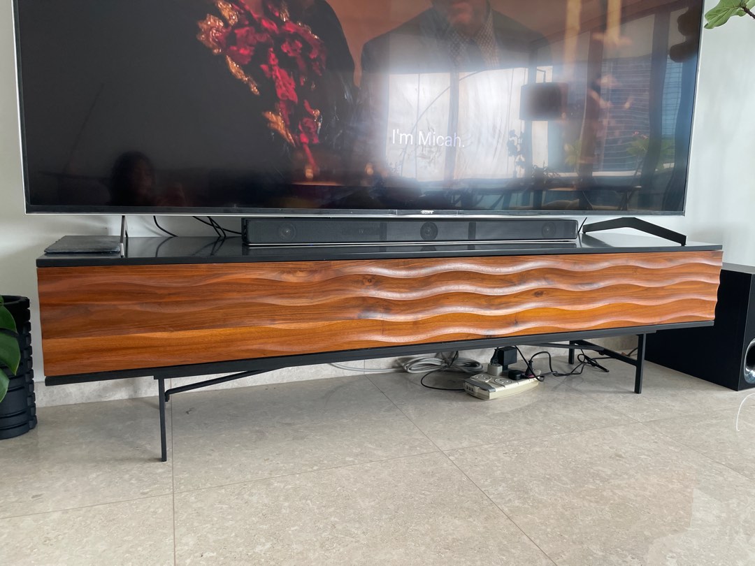 Waves wood TV Console, Furniture & Home Living, Furniture, TV Consoles ...