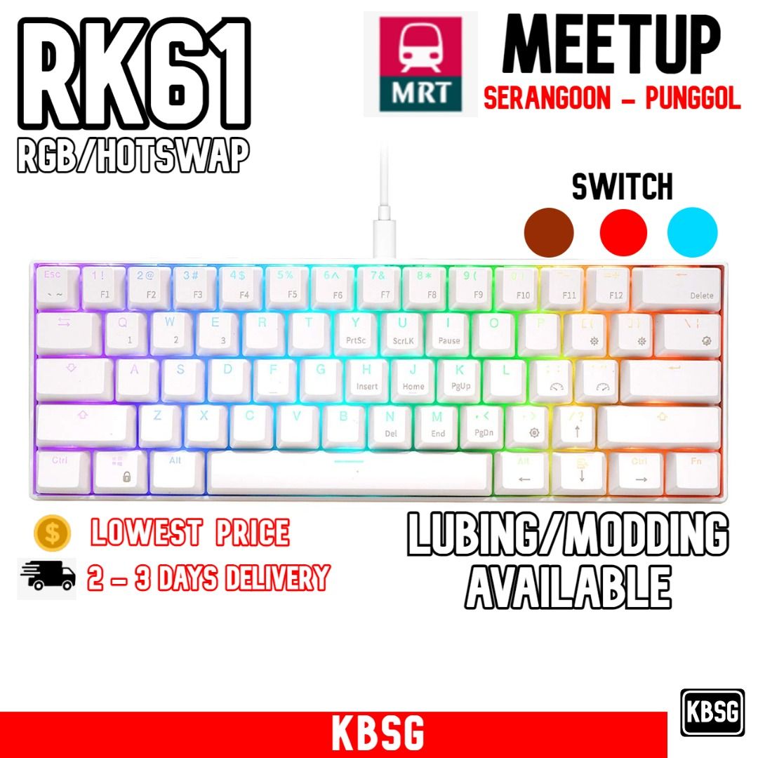 Wireless RGB Mechanical Keyboard Hotswappable RK61 / RK68 / RK84 Custom ...