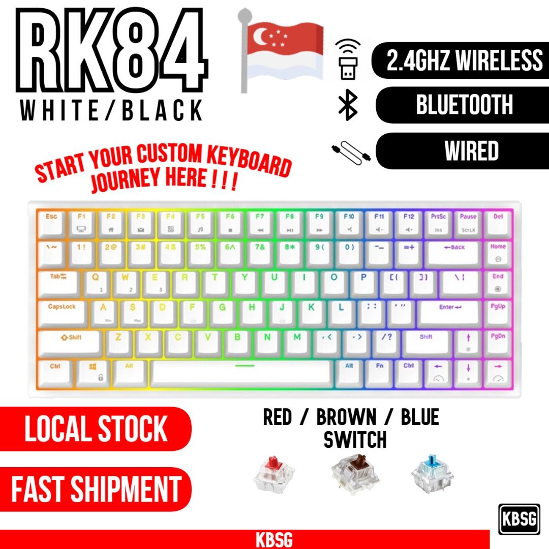 Wireless RGB Mechanical Keyboard Hotswappable RK61 / RK68 / RK84 Custom ...