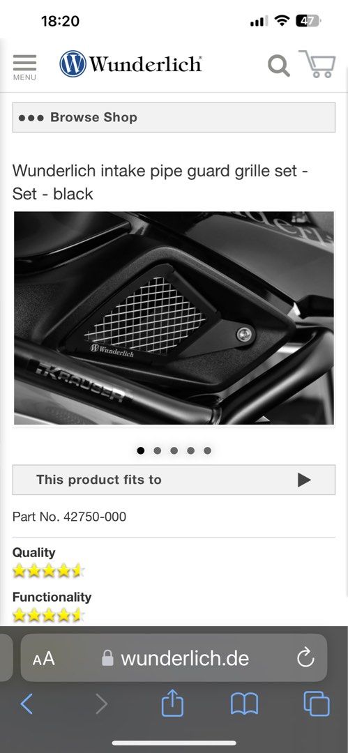 Wunderlich intake pipe guard grille set - BMW R1200 GS, Motorcycles ...