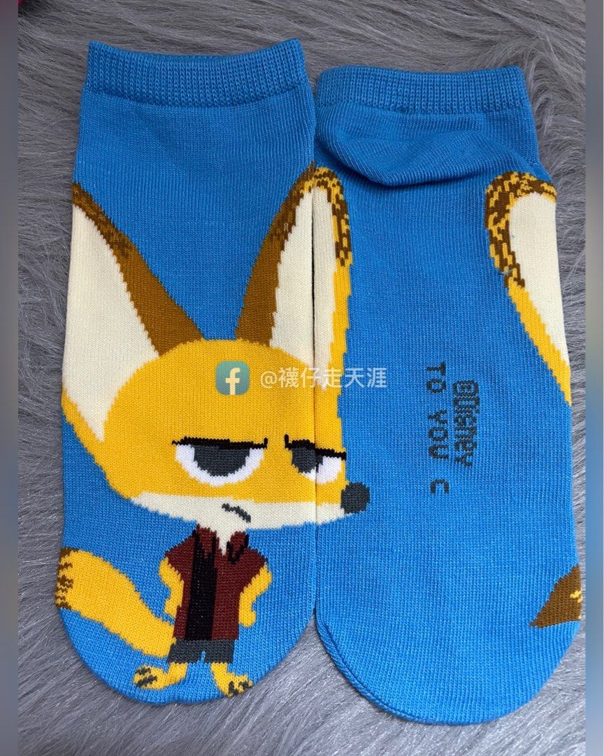 優獸大都會 飛仔 迪士尼 Zootopia 大人卡通短襪 sock, 女裝, 手錶及配件, 襪褲襪 - Carousell