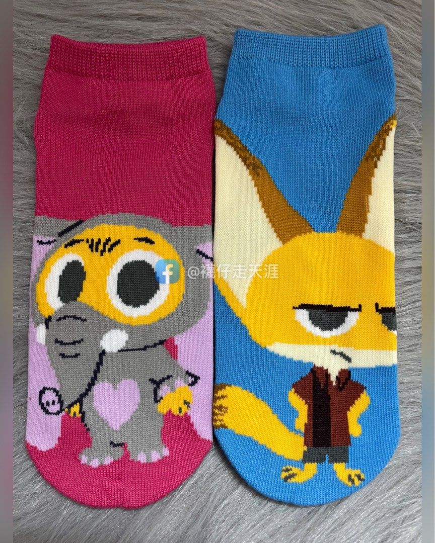 優獸大都會 飛仔 迪士尼 Zootopia 大人卡通短襪 sock, 女裝, 手錶及配件, 襪褲襪 - Carousell