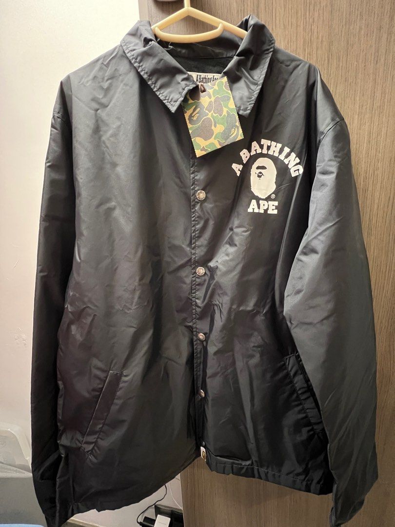 A Bathing Ape college coach jacket XXL black, 男裝, 外套及戶外衣服 - Carousell