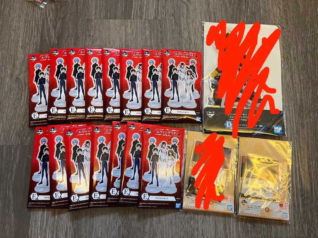 (ALL FOR $13) Evangelion kuji acrylic stand standee rei asuka, Hobbies ...