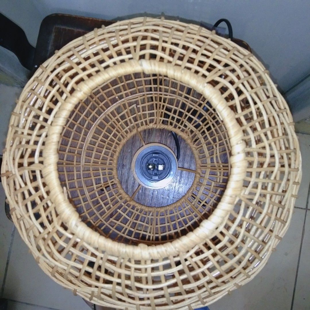 Anko Round Rattan Table Lamp 220V, TV & Home Appliances, Other Home ...