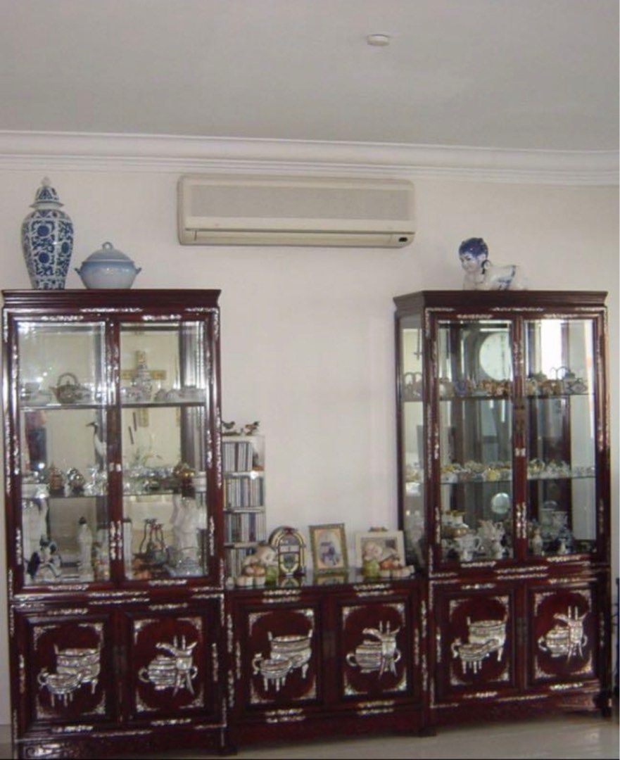 Antique display cabinet (rosewood pearl), Furniture & Home Living ...