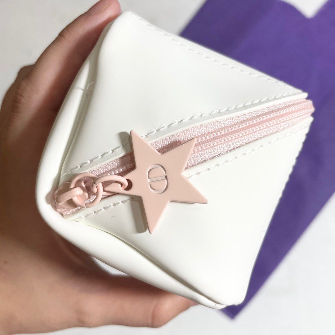 AUTHENTIC Christian Dior white trousse rectangle makeup bag pouch ...