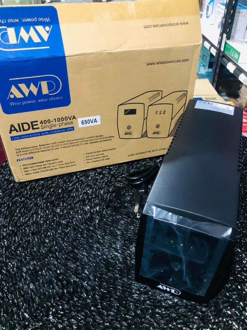 AWP AID650 650/VA UPS 650VA/390W Computer Server Stand-alone Standby 20 ...