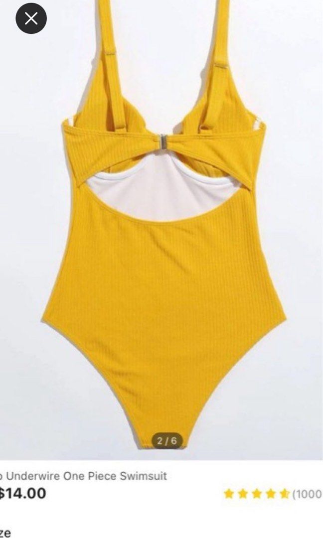 Brand new Shein one piece yellow Swimsuit with underwire, Women's ...