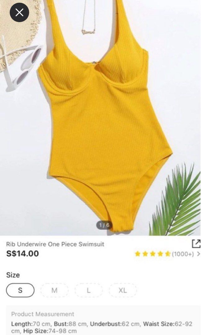 Brand new Shein one piece yellow Swimsuit with underwire, Women's ...