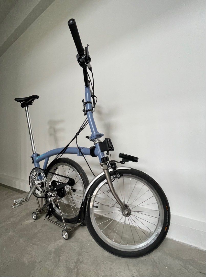 Brompton Cloud Blue M6LX Superlight, Sports Equipment, Bicycles & Parts ...