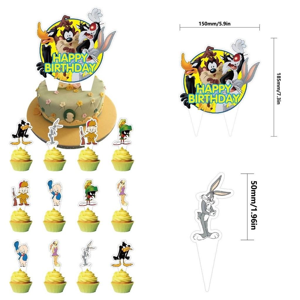 Bugs Bunny Theme kids birthday party decorations banner cake topper ...