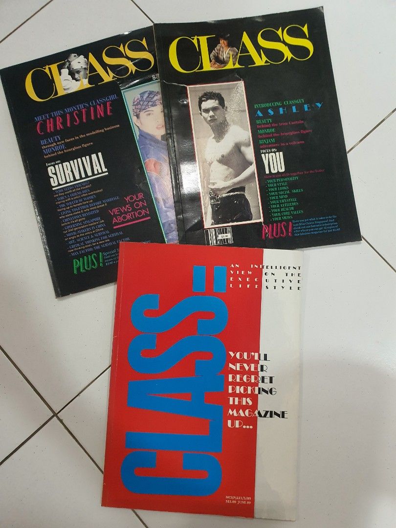 CLASS A Singaporean Lifestyle Magazine 1989 issues X 3, Hobbies & Toys ...