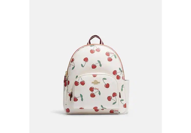 Coach Court Backpack With Heart Cherry Print, Women's Fashion, Bags ...