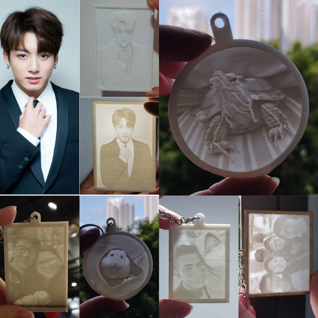 Customised 3D printed photo lithophane keychain gifts valentine's day ...