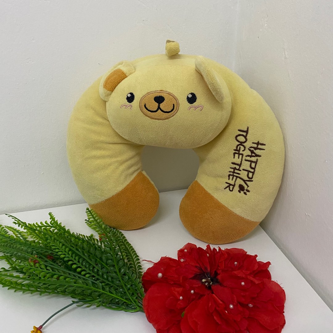 Defect yellow bear neck pillow, Hobbies & Toys, Toys & Games on Carousell