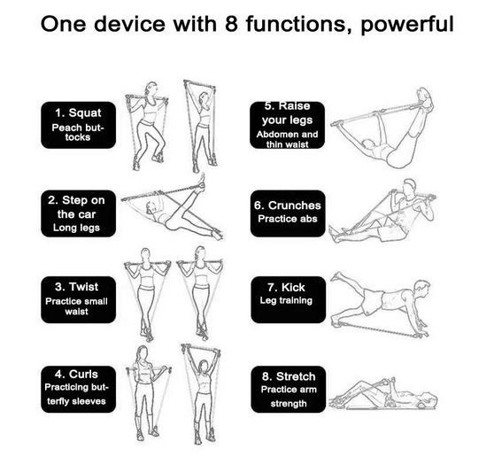 Elastic Squat, Deadlift, Shoulder Press, Lunge, Arms Multi-Function ...