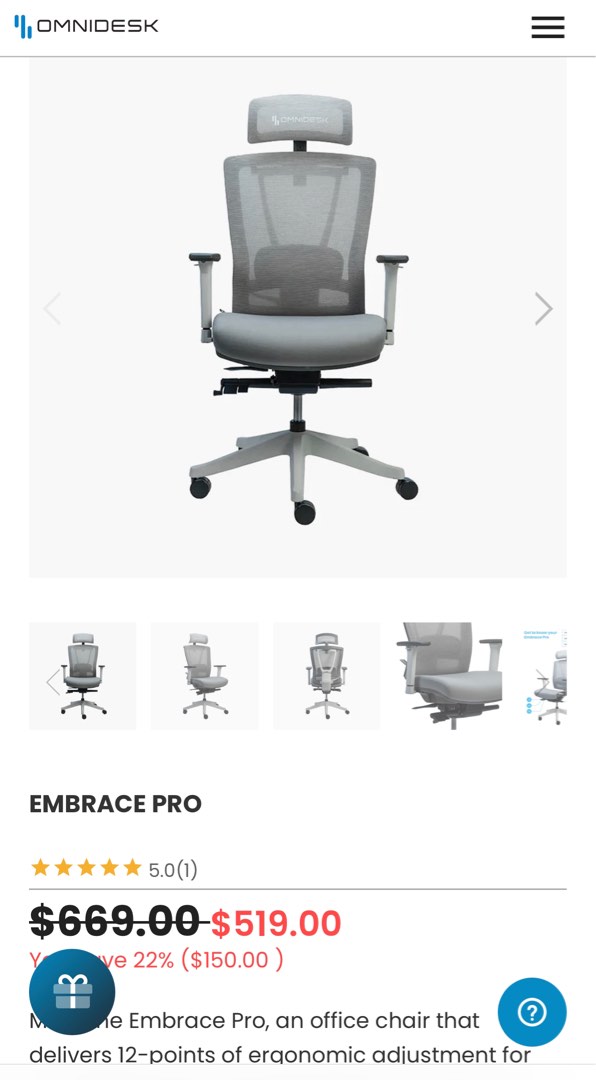Brand new Omnidesk Ergonomic Office Chair, Furniture & Home Living ...