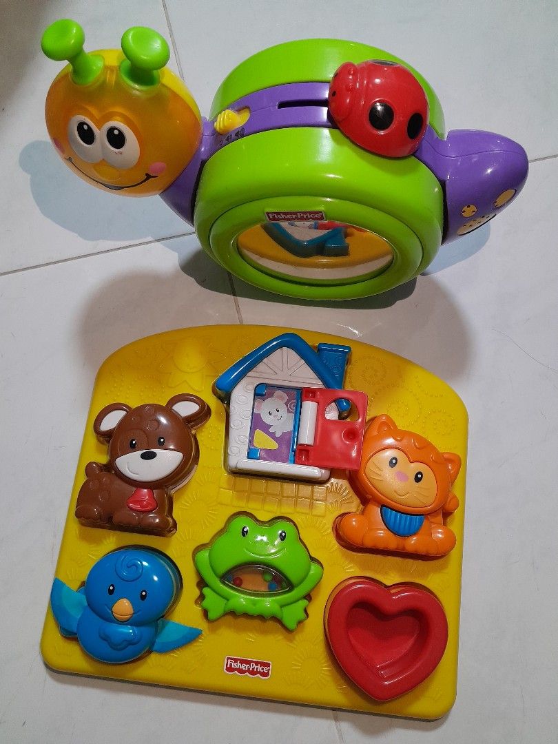 Fisher-Price Go Baby Go! 1-2-3 Crawl Along Snail / Fisher Price Brilliant Basics Activity Puzzle ...