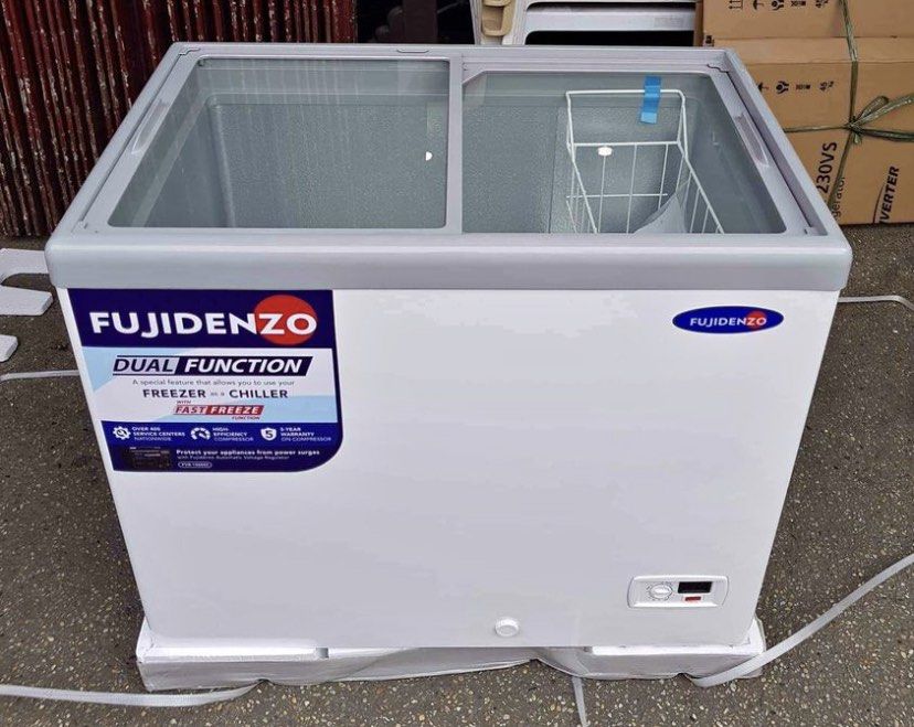 FUJIDENZO SLIDING GLASS DUAL FUNCTION CHEST FREEZER, TV & Home Appliances, Kitchen Appliances ...