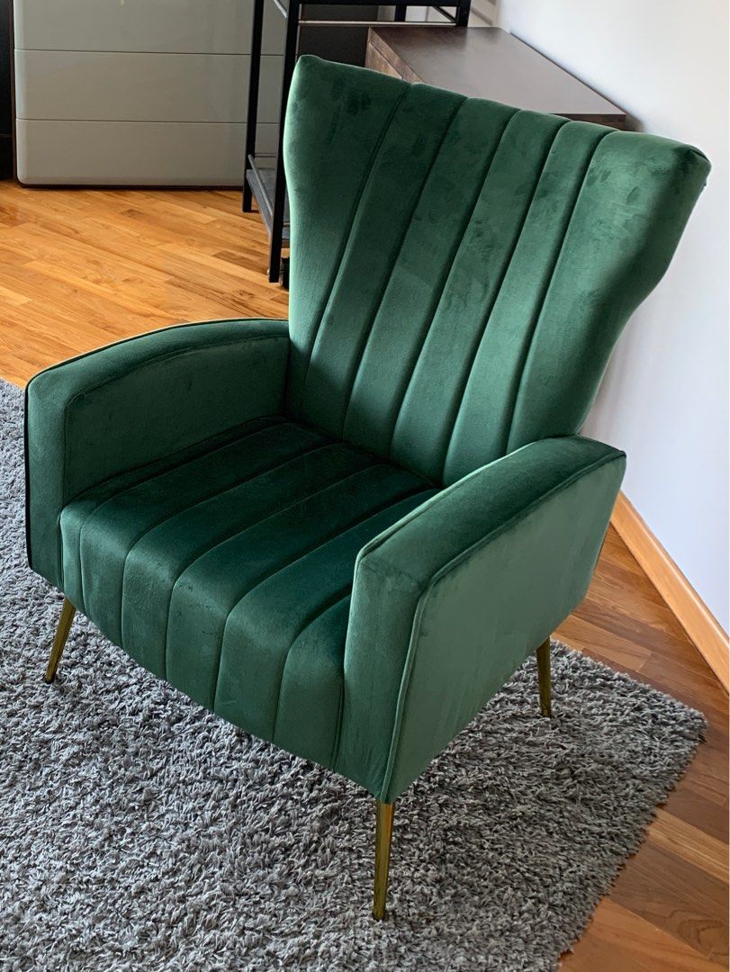 Green Velvet Armchairs, Furniture & Home Living, Furniture, Chairs on ...