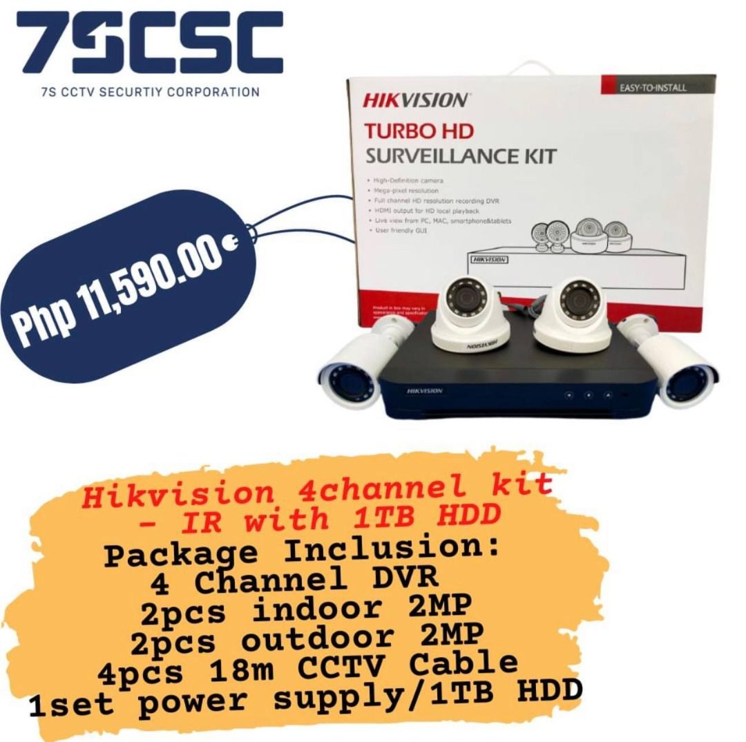 HIKVISION 4CH 2MP DIY CCTV PACKAGE 1080P, Furniture & Home Living ...