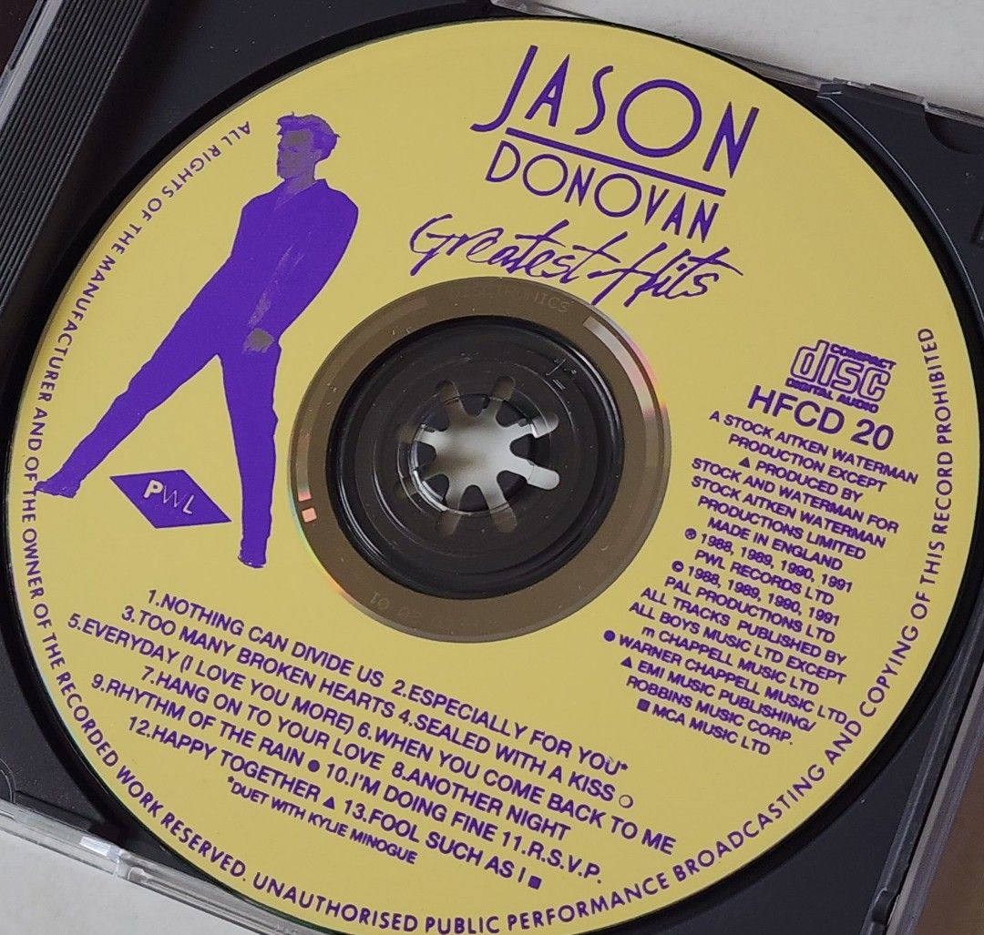Jason Donovan ~ Greatest Hits ( DISTRONIC ) CD, Hobbies & Toys, Music ...