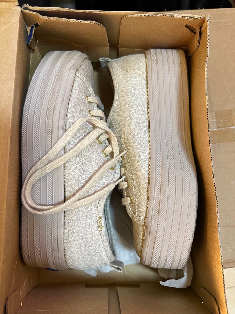 Keds Women's Triple Up Metallic Trims Lace-up Platform Sneaker (Taupe ...