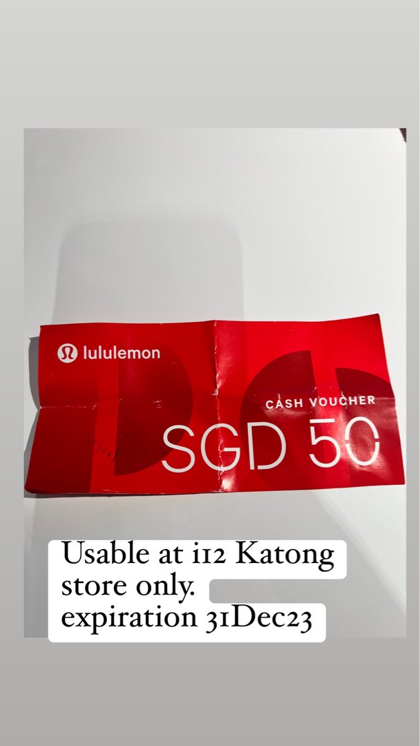 Lululemon $50 cash voucher, Tickets & Vouchers, Vouchers on Carousell