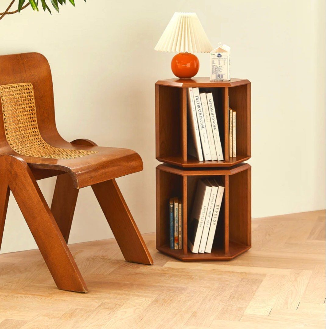 MERCIUS Revolving Geometric Bookcase, Furniture & Home Living ...