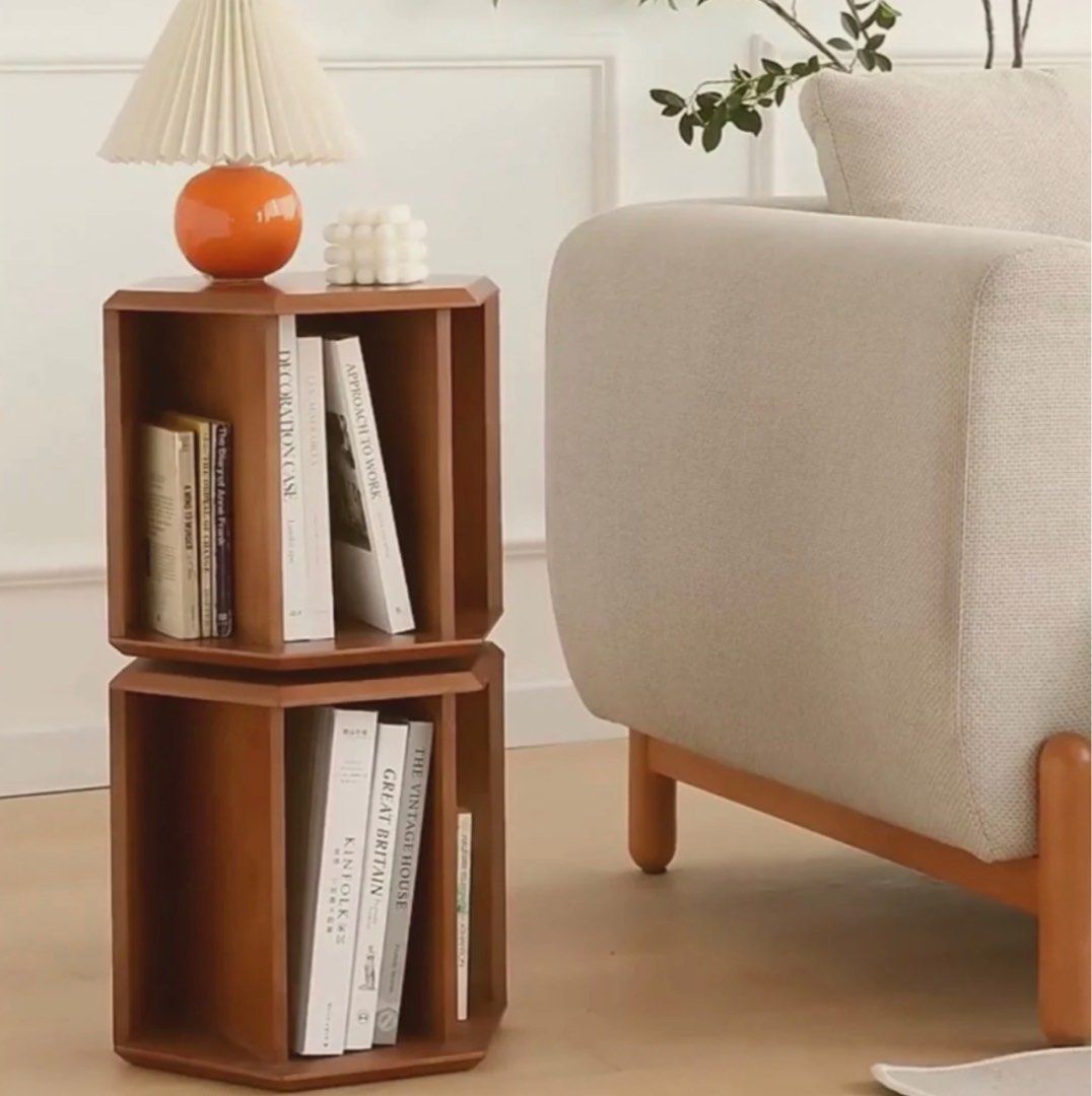 MERCIUS Revolving Geometric Bookcase, Furniture & Home Living ...