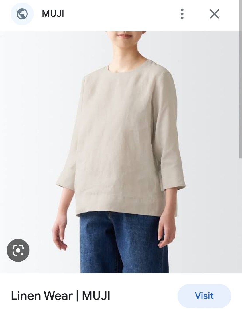 Muji Linen Blouse, Women's Fashion, Tops, Blouses on Carousell
