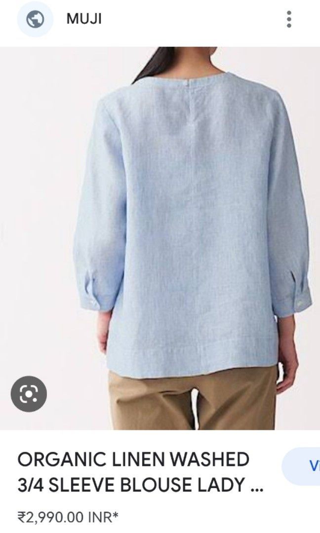 Muji Linen Blouse, Women's Fashion, Tops, Blouses on Carousell