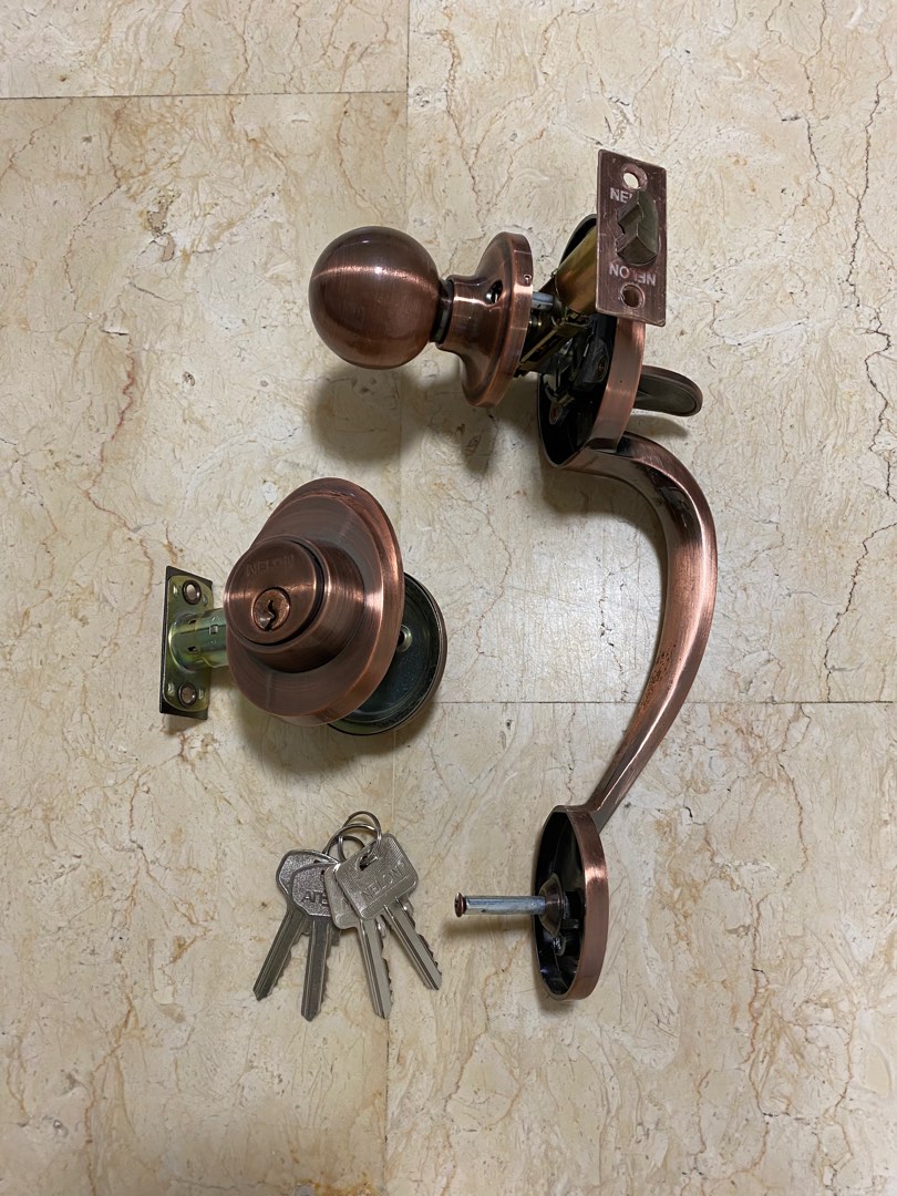 NELON Main Entrance Door Handle and Lock Set, Furniture & Home Living ...