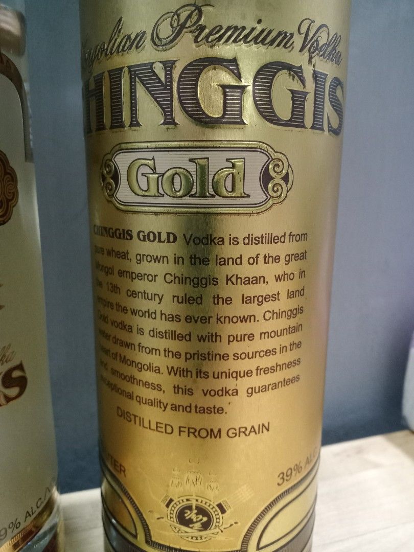 Original Mongolia Premium Vodka Chinggis Gold, Food & Drinks, Beverages ...