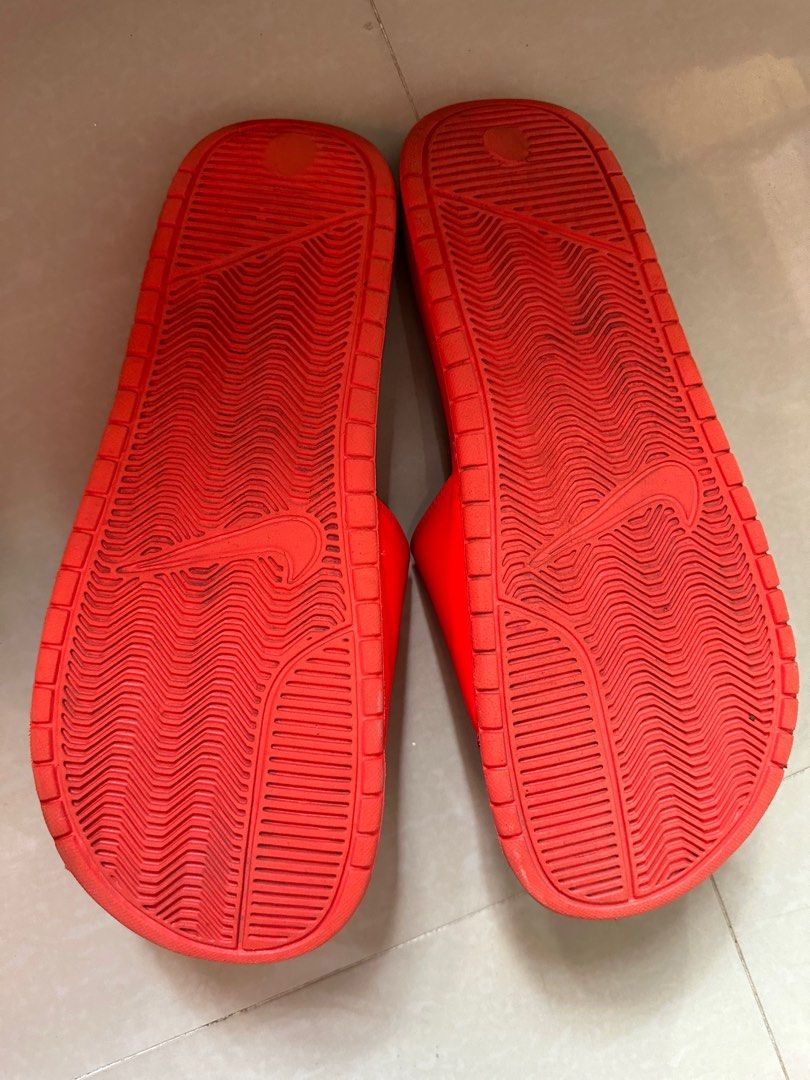 Original Nike Benassi x Stussy Habanero Red, Men's Fashion, Footwear ...