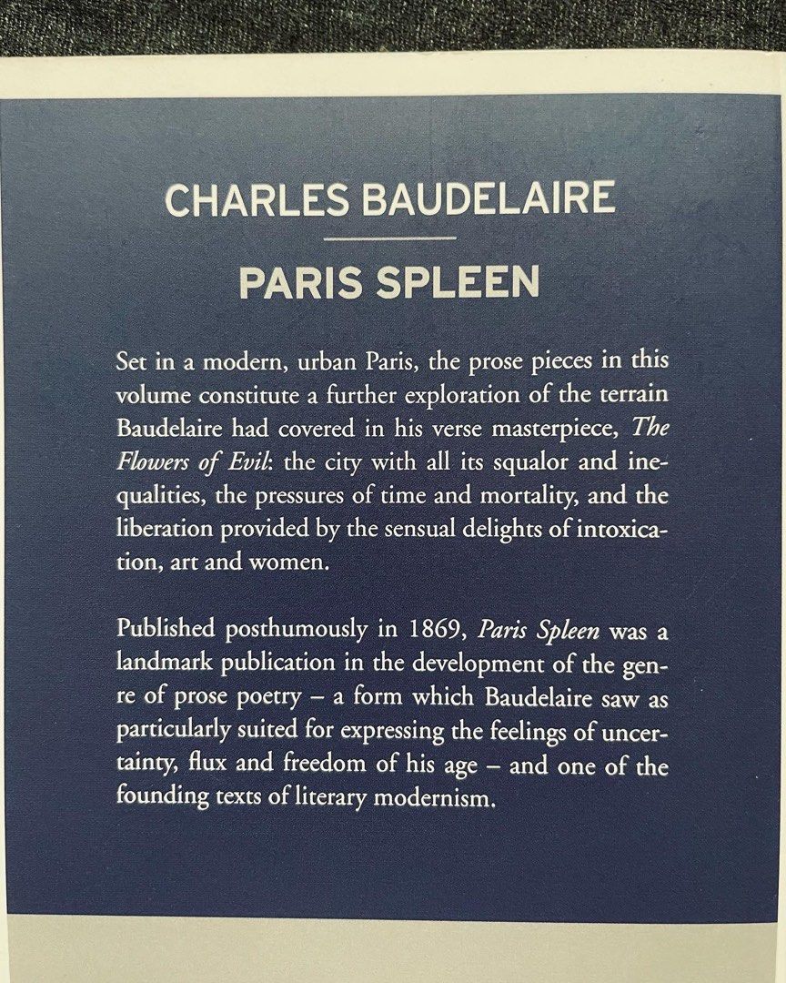Paris Spleen By Charles Baudelaire, Hobbies & Toys, Books & Magazines ...