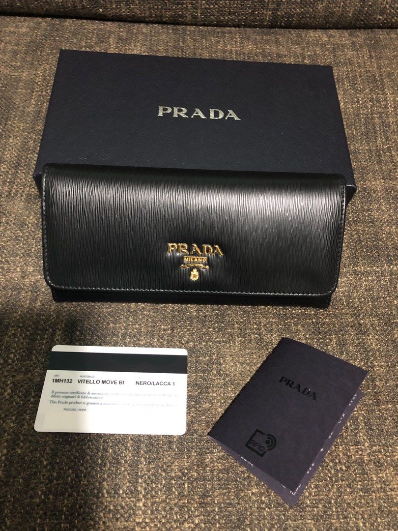Prada long wallet with receipt, Luxury, Bags & Wallets on Carousell