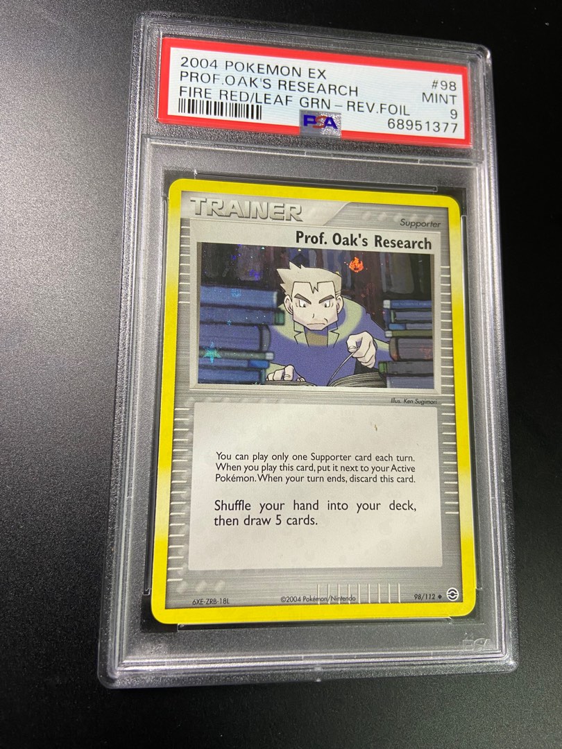 PSA 9 Prof. Oak’s Research 98/112 Reverse Holo EX Fire Red & Leaf Green ...