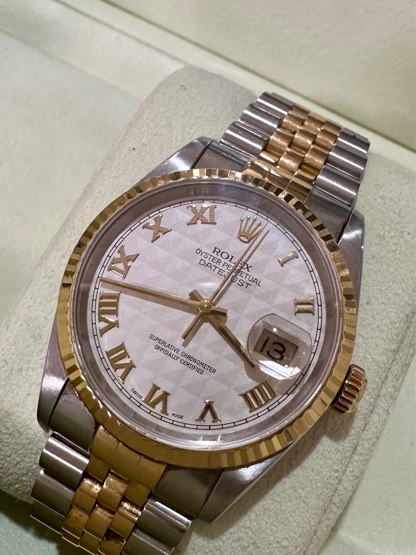 Rolex Mens Datejust 16233 Rare Pyramid Dial 36MM, Luxury, Watches on Carousell
