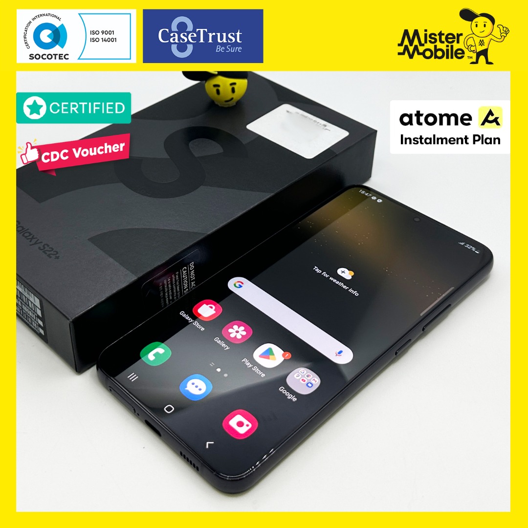 Samsung Galaxy S22+ Plus 128 128GB Phantom Black Local Used Set, Mobile ...