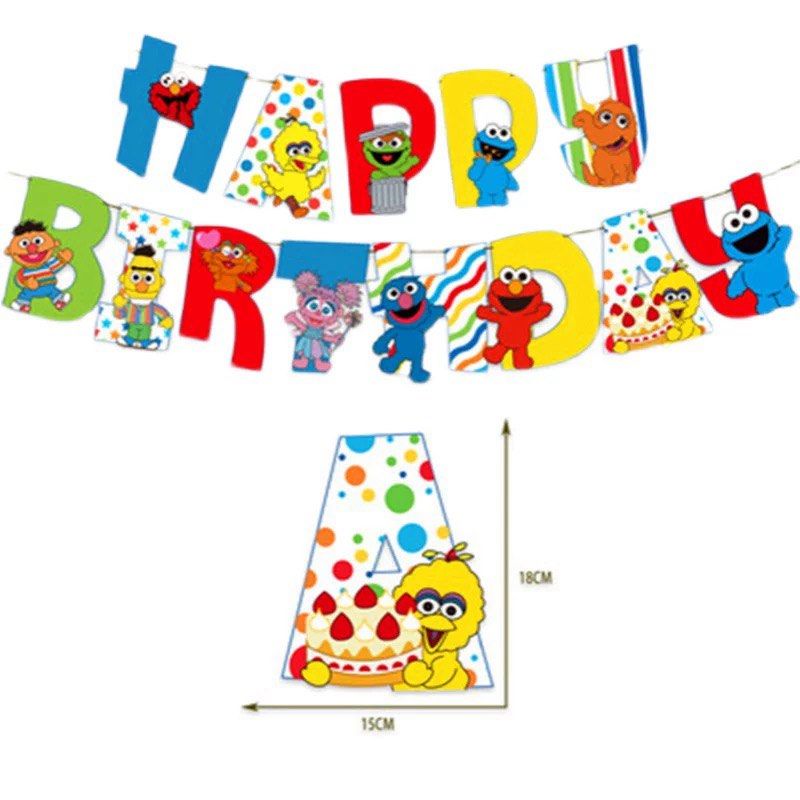 Sesame Street Happy Birthday Balloon Banner Deco Prop Topper ...