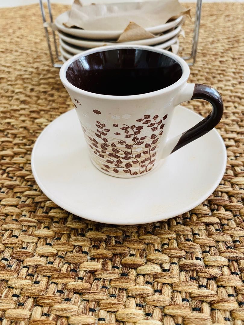 Set of 6 expresso cups with saucers and rack, Furniture & Home Living ...