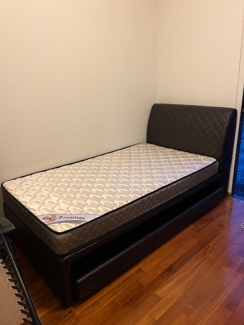 Single bed with sliding bed, Furniture & Home Living, Furniture, Bed ...