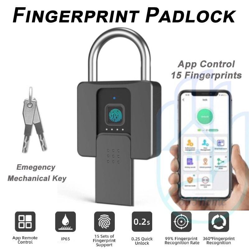 SMART Fingerprint Padlock / Keyless / App Remote Waterproof Digital Key ...