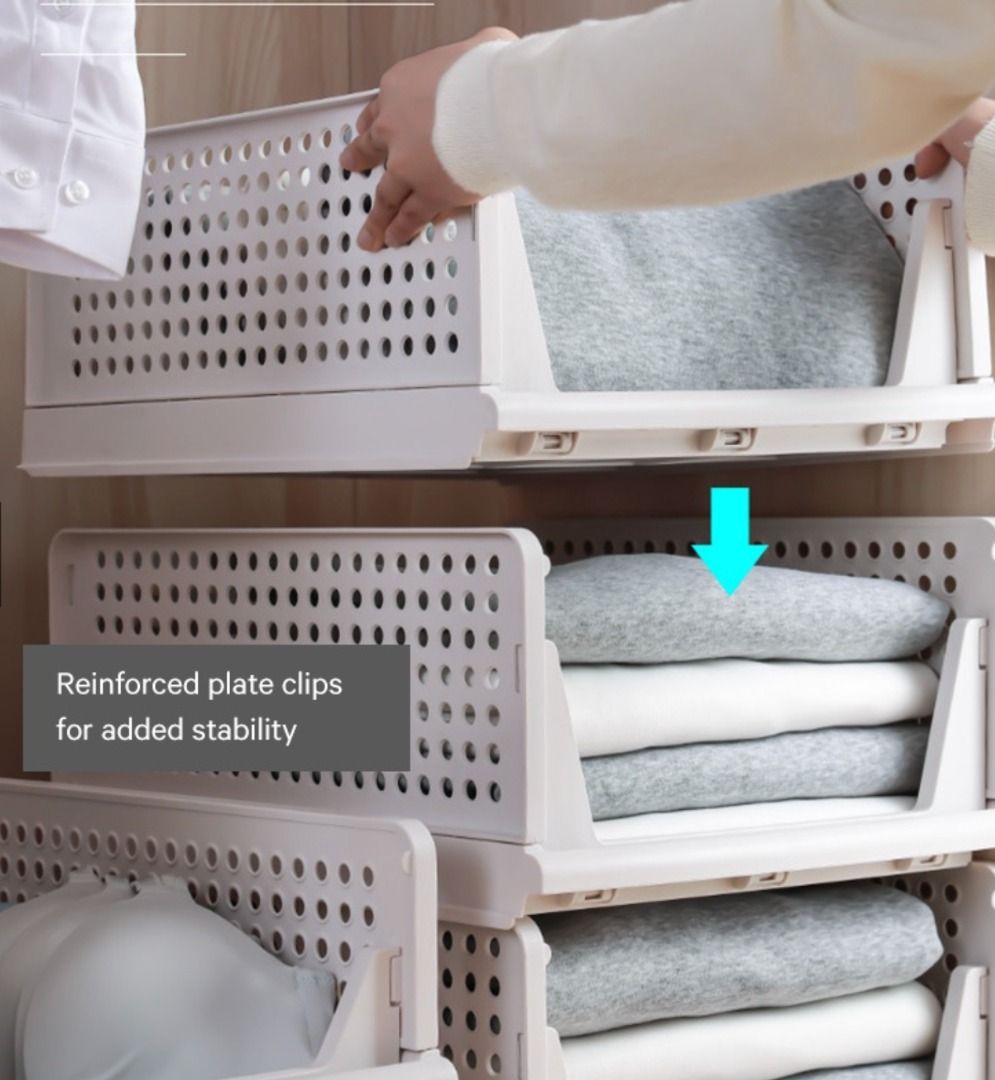 Stackable layered Wardrobe partition storage rack drawer type foldable ...